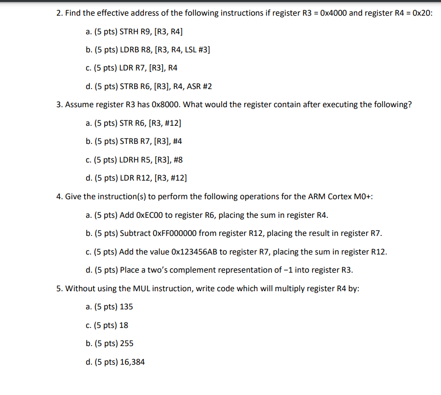 Solved 2. Find the effective address of the following | Chegg.com