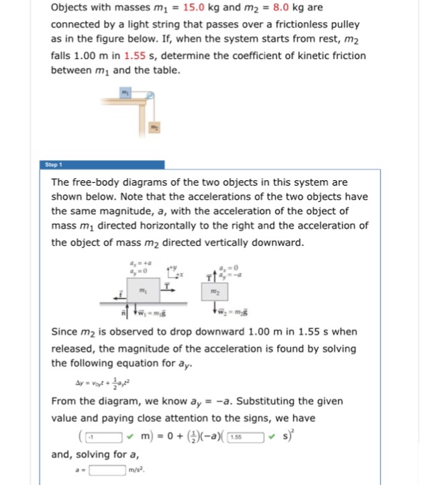 Solved Objects with masses m_1 = 15.0 kg and m_2 = 8.0 kg | Chegg.com