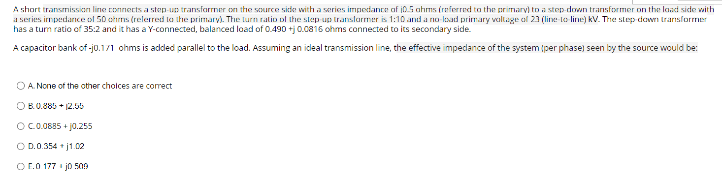 Solved A short transmission line connects a step-up | Chegg.com