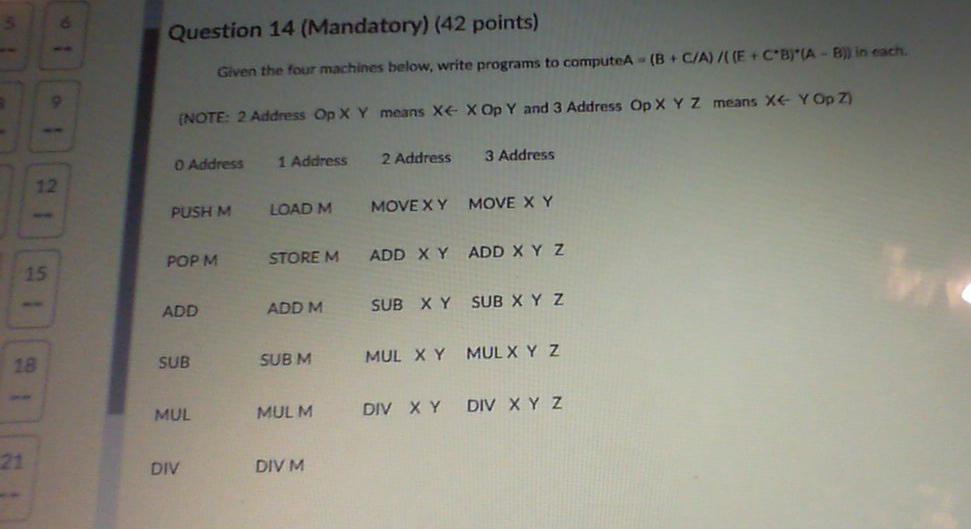 Solved Question 14 (Mandatory) (42 points) Given the four | Chegg.com