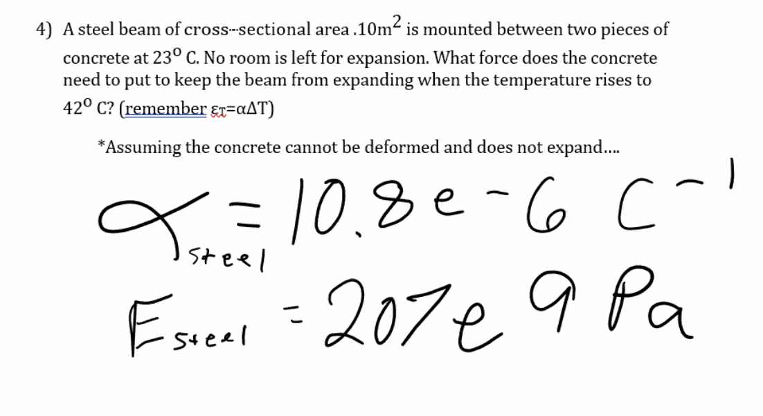 [Solved]: 4) A steel beam of cross--sectional area .10m2 is