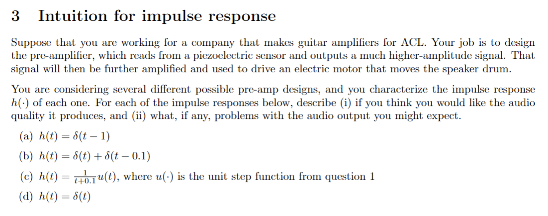 Solved 3 Intuition for impulse response Suppose that you are | Chegg.com