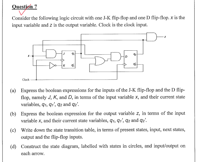 Solved Consider the following logic circuit with one J-K | Chegg.com