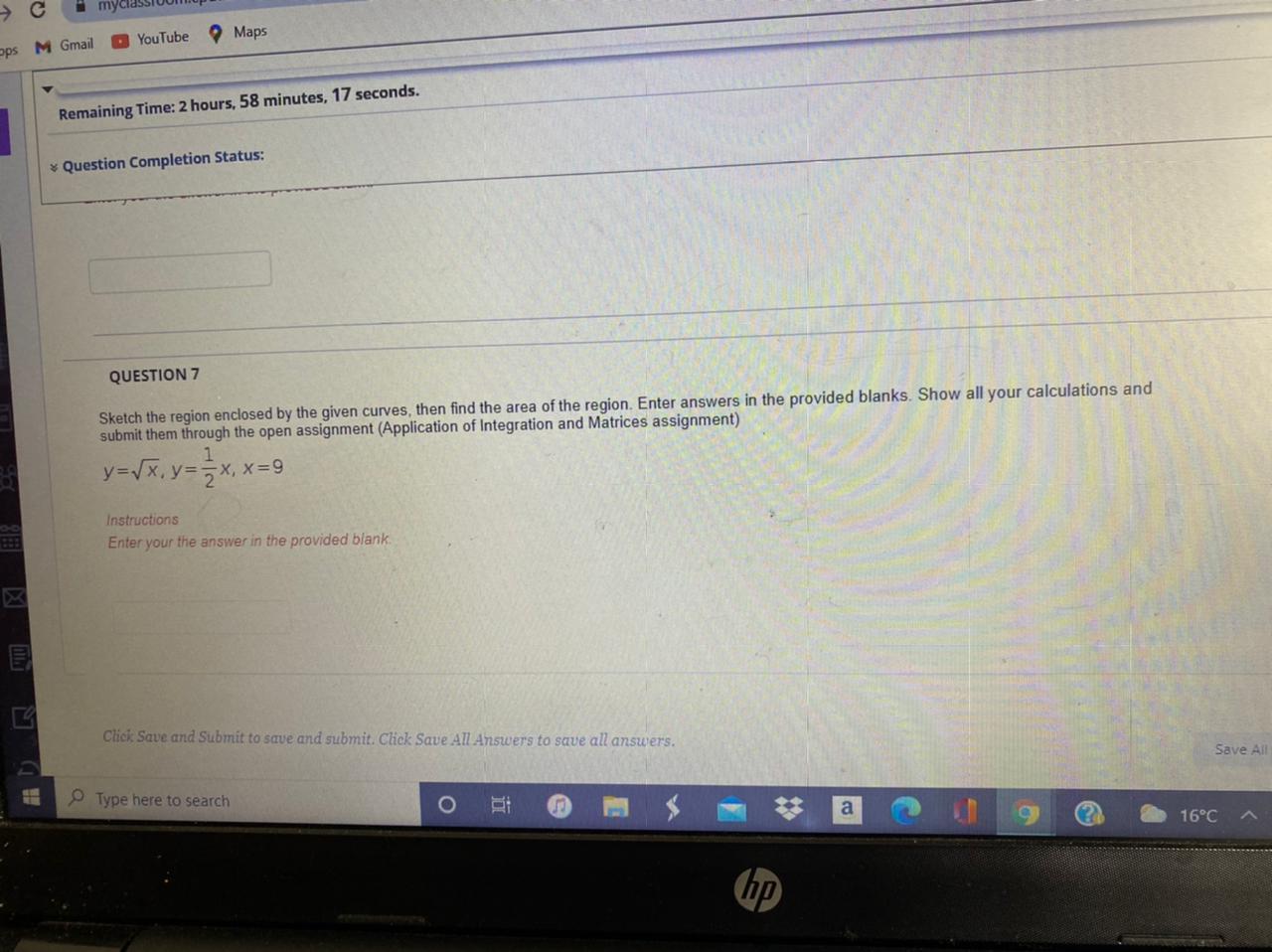 Solved YouTube Maps bps M Gmail Remaining Time: 2 hours, 58 | Chegg.com
