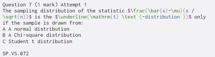Solved Question 7 (1 mark) Attempt 1 The sampling | Chegg.com