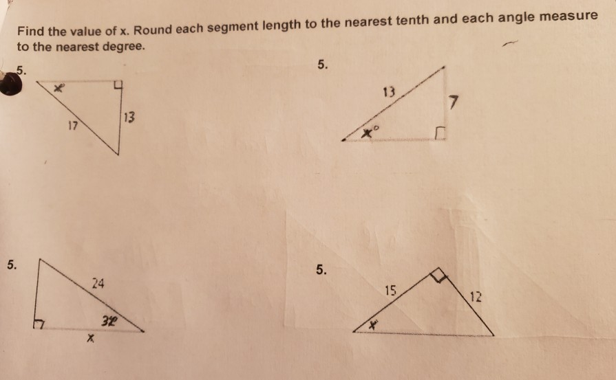 Solved Find the value of x. Round each segment length to the | Chegg.com