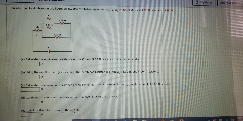 Solved My Notes Ask Your Teacher Consider the circuit shown | Chegg.com