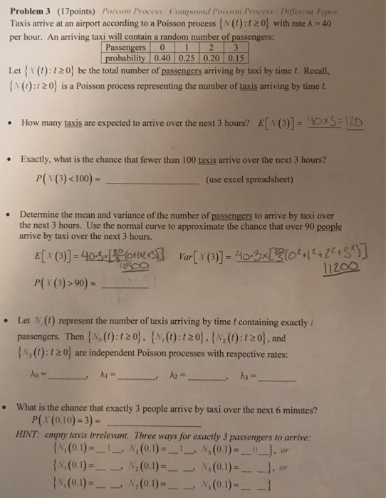 Solved Problem 3 (17points) Poisson Process Compound Poisson | Chegg.com