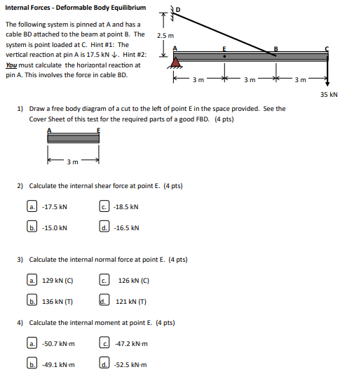 Solved Internal Forces Deformable Body Equilibrium The