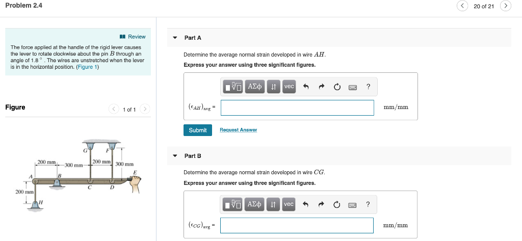 Solved Problem 2.4 20 of 21 Review Part A The force applied | Chegg.com