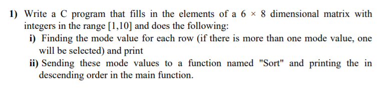 Solved 1) Write a C program that fills in the elements of a | Chegg.com