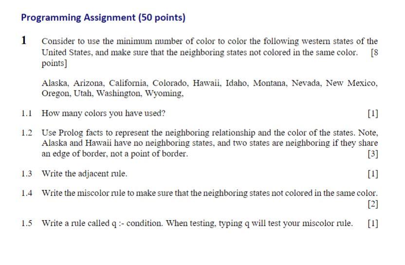 Programming Assignment 50 Points 8 1 Consider To 