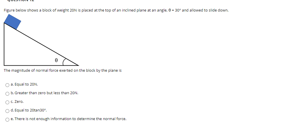 Solved Figure below shows a block of weight 20N is placed at | Chegg.com
