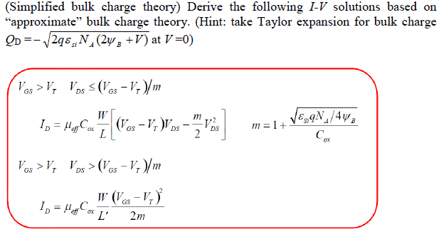 Solved (Simplified bulk charge theory) Derive the following | Chegg.com