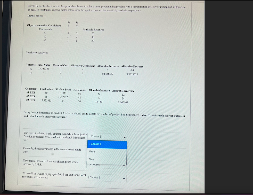Solved Excel's Solver has been used in the spreadsheet below | Chegg.com
