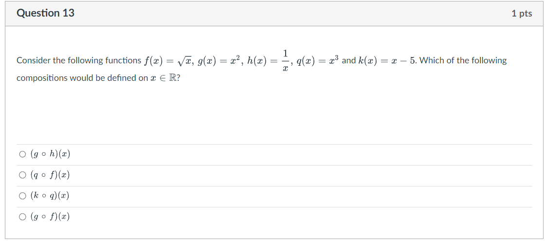 Solved Consider the following functions | Chegg.com