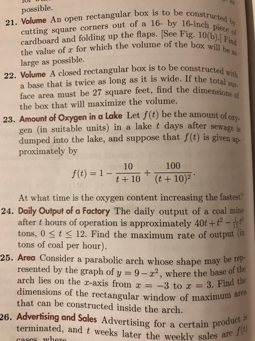 Solved Volume An open rectangular box is to be constructed | Chegg.com