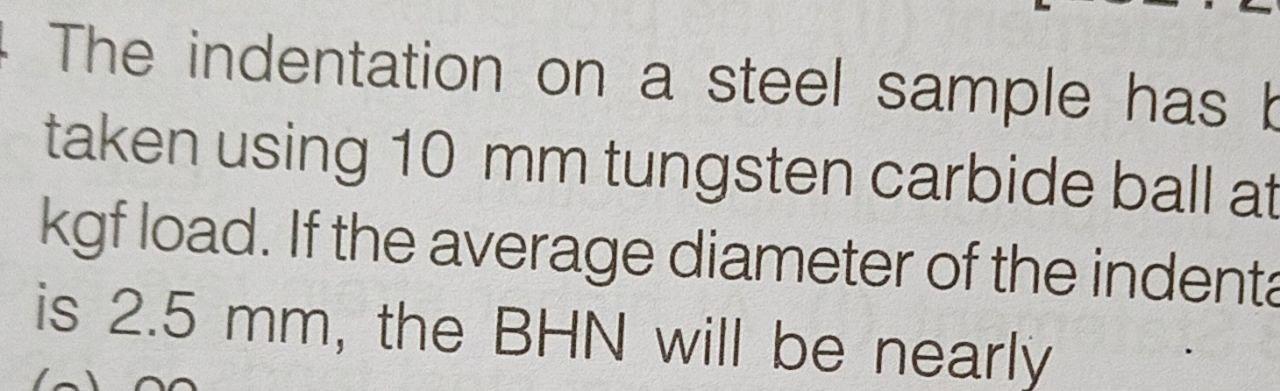 Solved The indentation on a steel sample has b taken using | Chegg.com