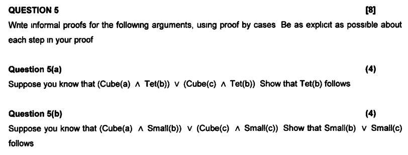 Solved QUESTION 5 [8] Write informal proofs for the | Chegg.com