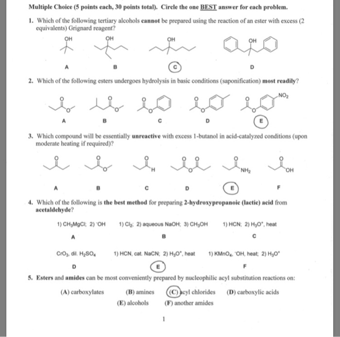 Solved Multiple Choice (5 points each, 30 points total). | Chegg.com