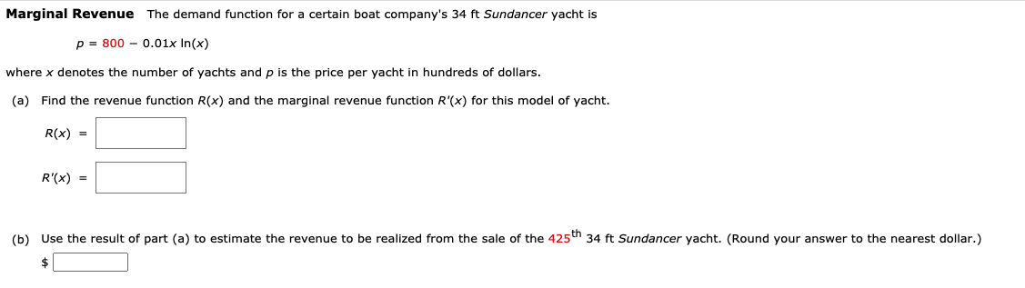 Solved Marginal Revenue The demand function for a certain | Chegg.com