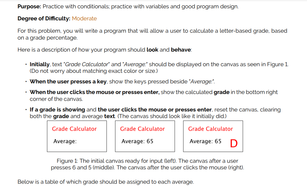 Purpose: Practice with conditionals; practice with | Chegg.com