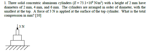 Solved 1. Three solid concentric aluminum cylinders (E = | Chegg.com