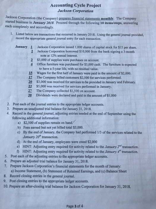 Solved Accounting Cycle Project ONS plete the comprehensive | Chegg.com