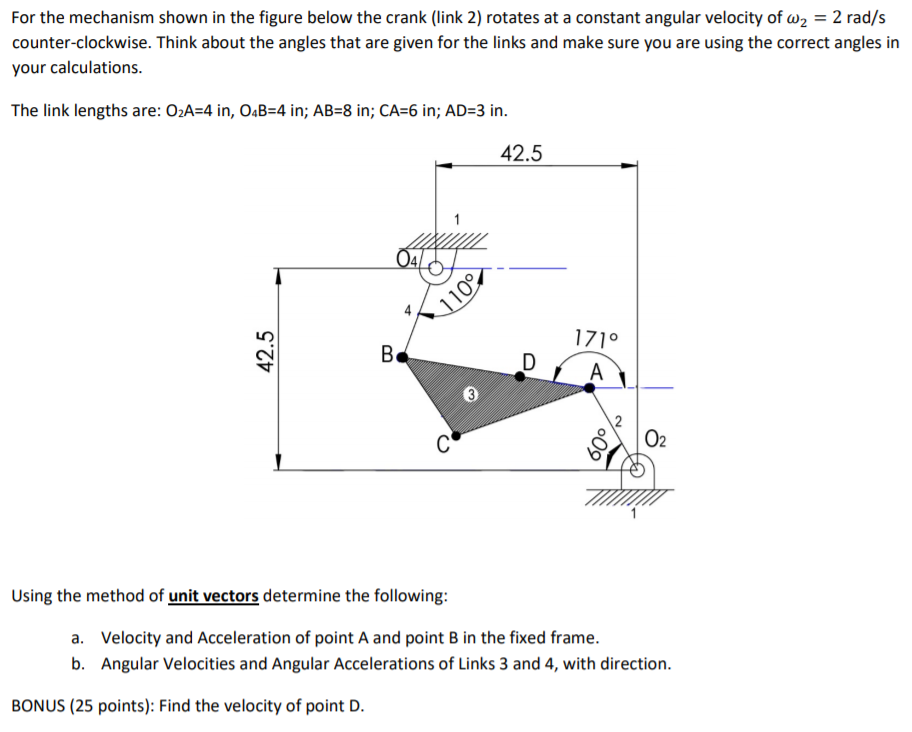 Solved For the mechanism shown in the figure below the crank | Chegg.com