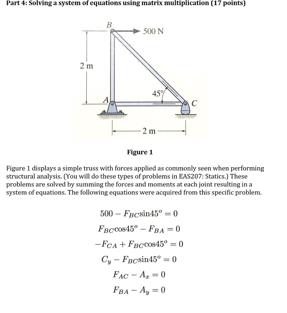 Solved Part 4: Solving a system of equations using matrix | Chegg.com