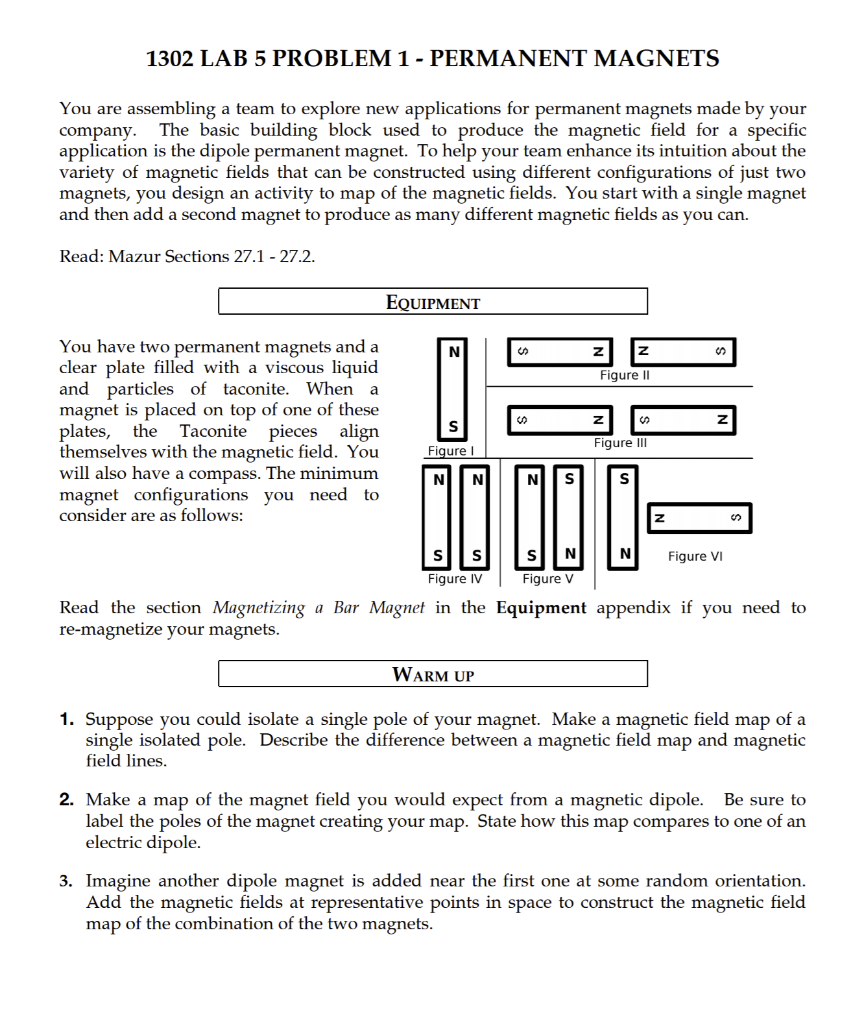 1302 LAB 5 PROBLEM 1 - PERMANENT MAGNETS You are | Chegg.com
