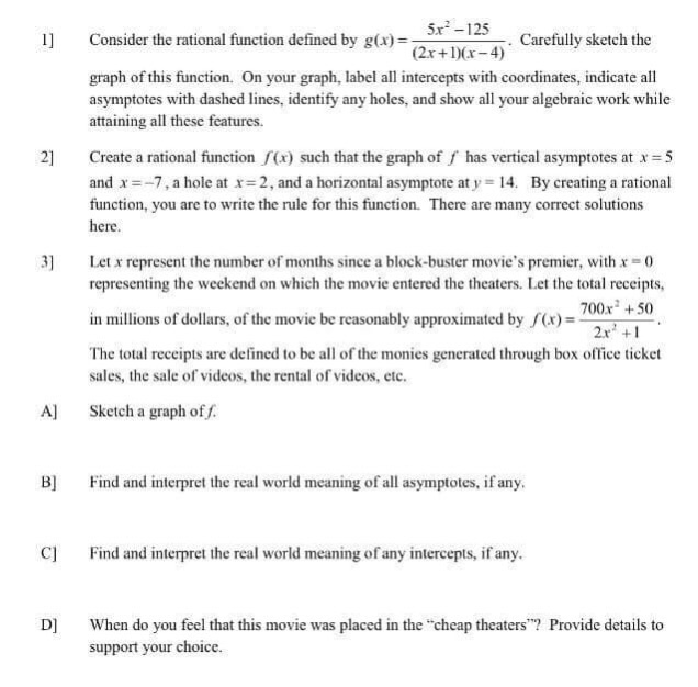 Solved Consider the rational function defined by g(x) tion | Chegg.com