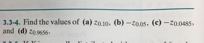 Solved Find the values of z_0.10, -z_0.05, -z_0.0485, and | Chegg.com