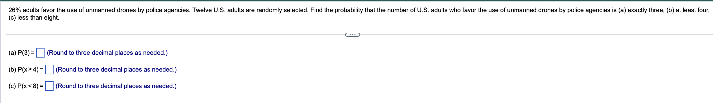 Solved (c) less than eight. (a) P(3)= (Round to three | Chegg.com