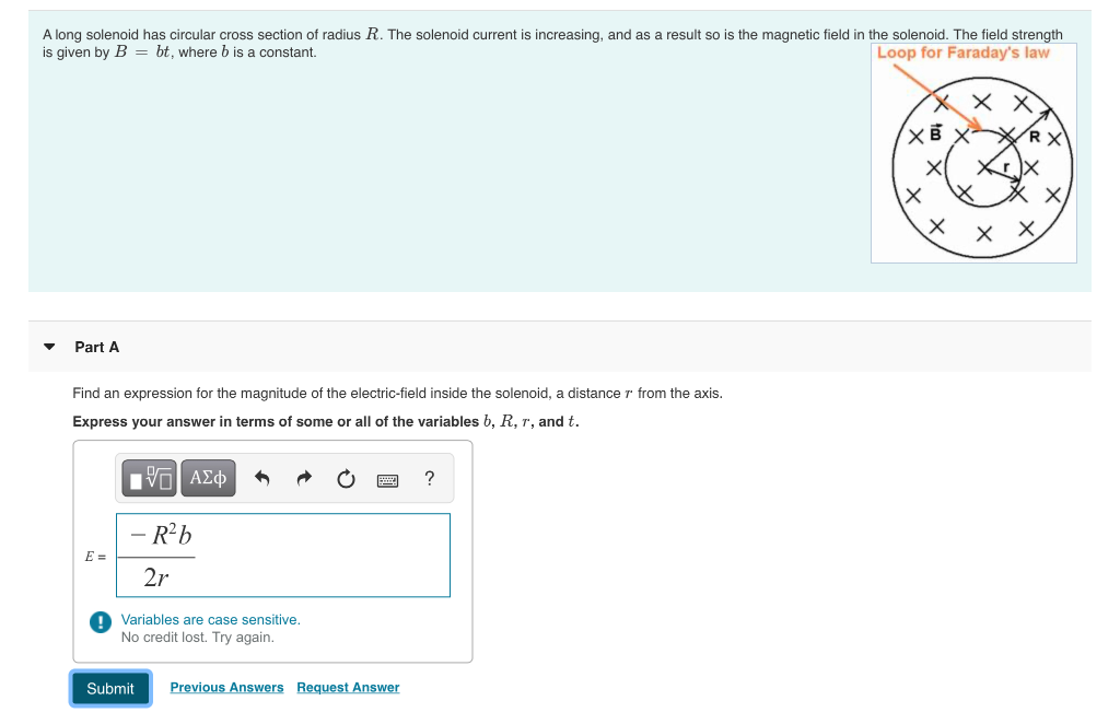 Solved A Long Solenoid Has Circular Cross Section Of Radius