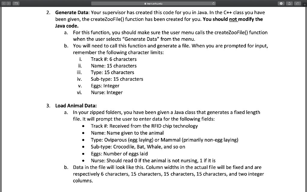 Solved learnochu.edu OVER Wildlife Zoo CS 210 Wildlife Zoo | Chegg.com