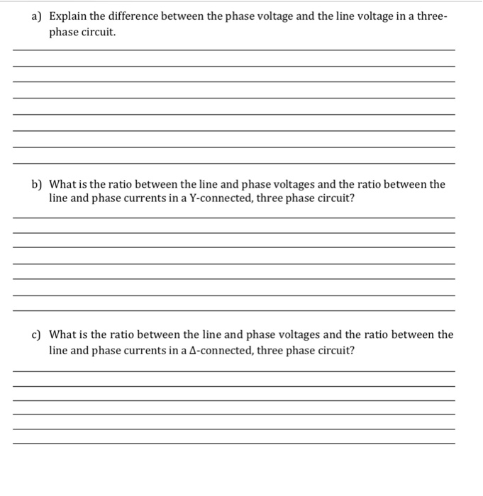 Solved a) Explain the difference between the phase voltage | Chegg.com