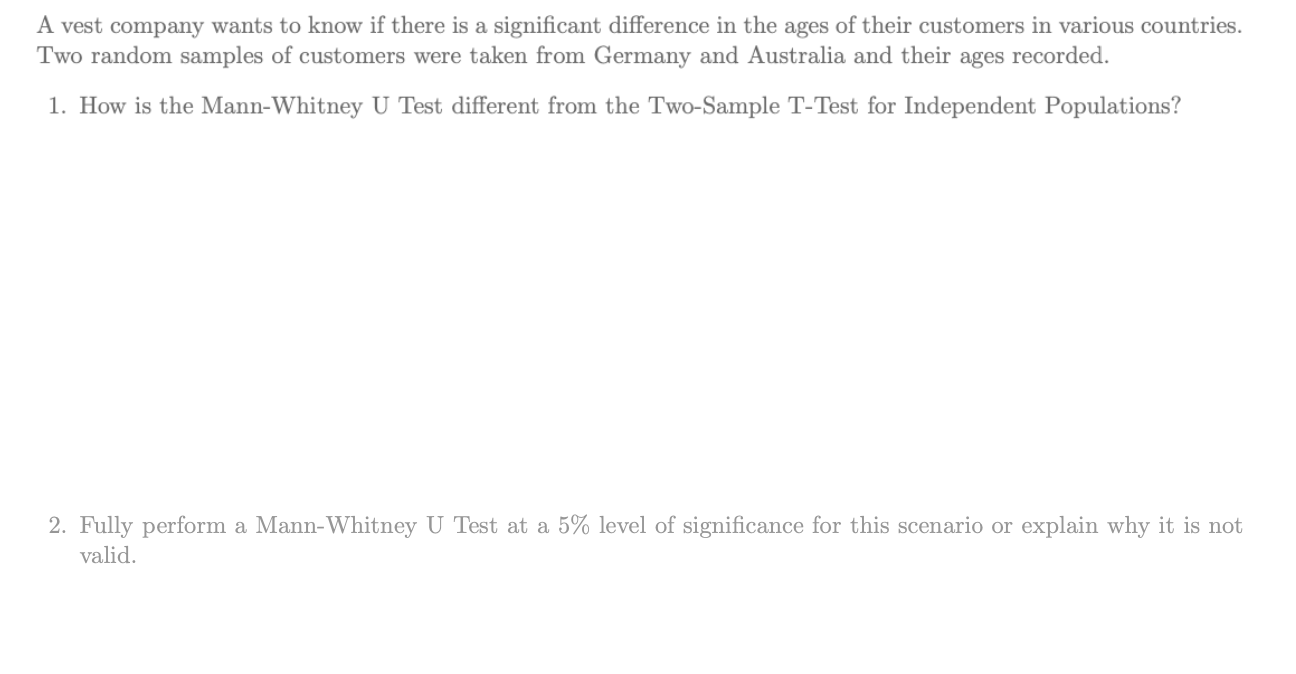 Solved solve mann-whitney problems, thanks. | Chegg.com