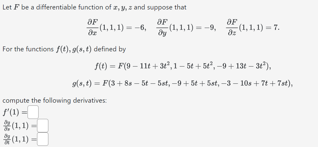Solved Let F be a differentiable function of x,y,z and | Chegg.com