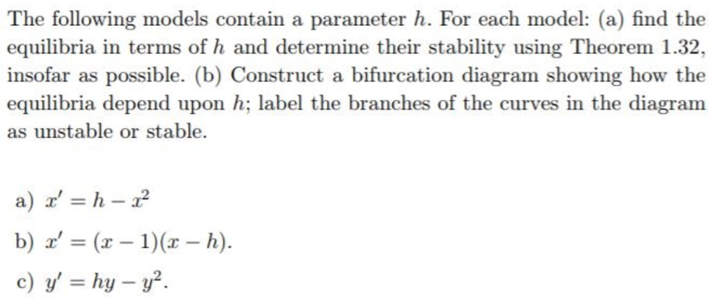 Solved The following models contain a parameter h. For each | Chegg.com