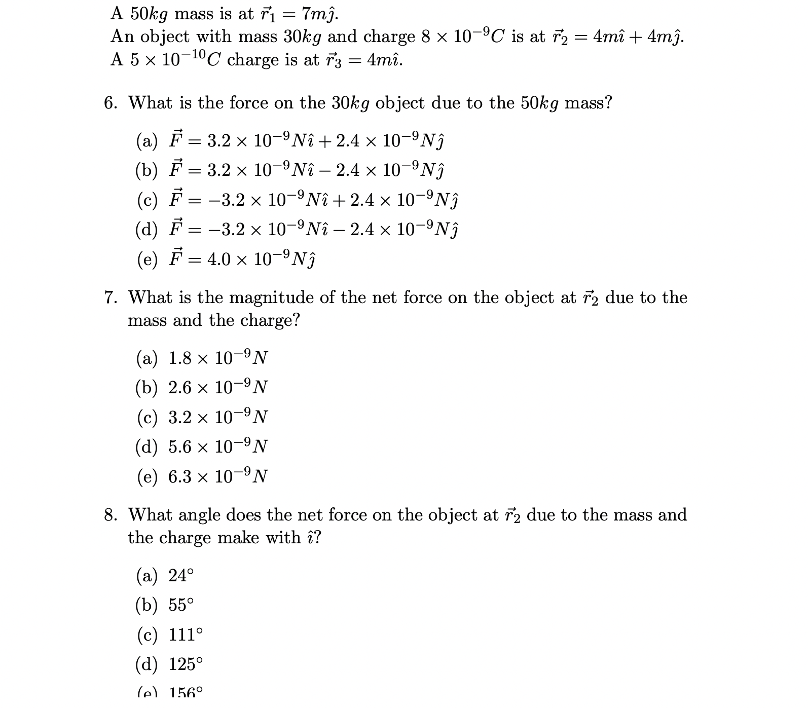 Solved A 50 kg mass is at r1=7 m ^. An object with mass 30 | Chegg.com