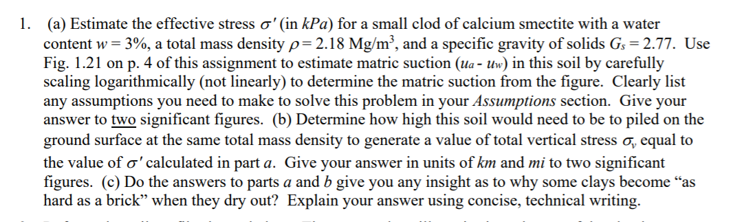1. (a) Estimate the effective stress o' (in kPa) for | Chegg.com