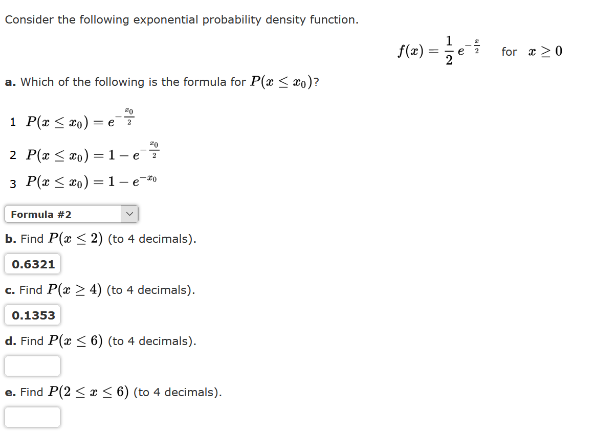 Solved Consider the following exponential probability | Chegg.com