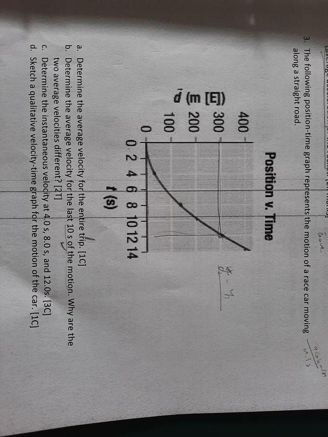 Solved LUULIUS Cave 3. The following position-time graph | Chegg.com