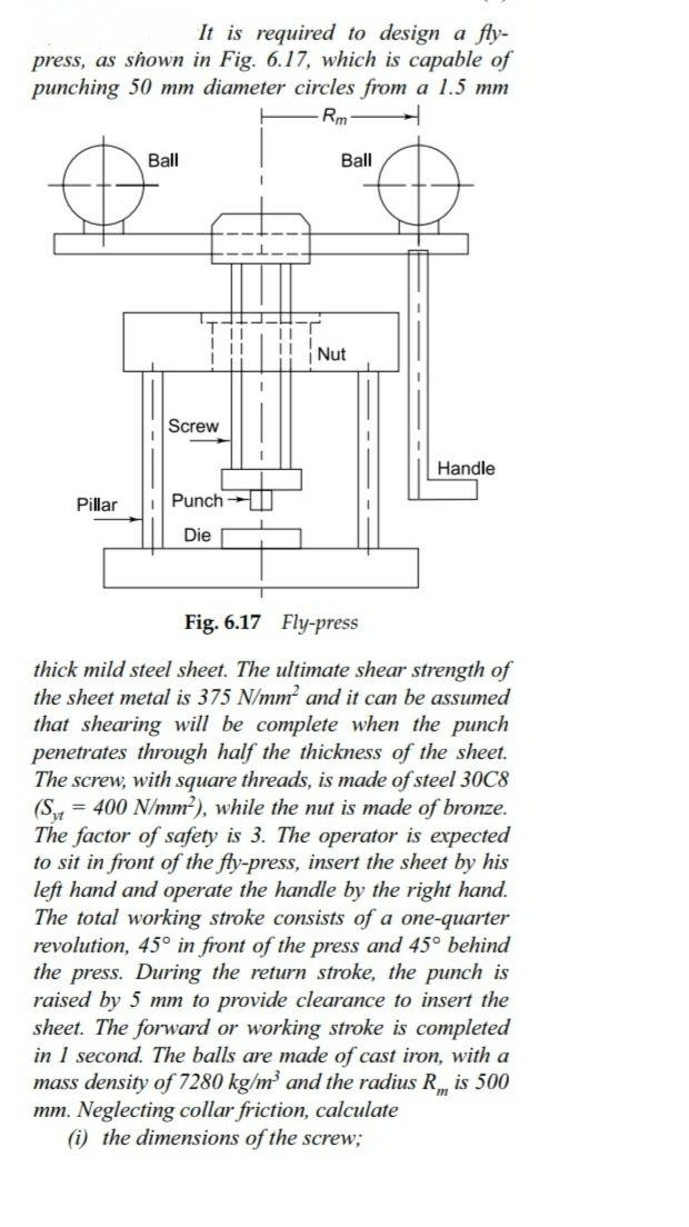 Solved It is required to design a fly- press, as shown in | Chegg.com