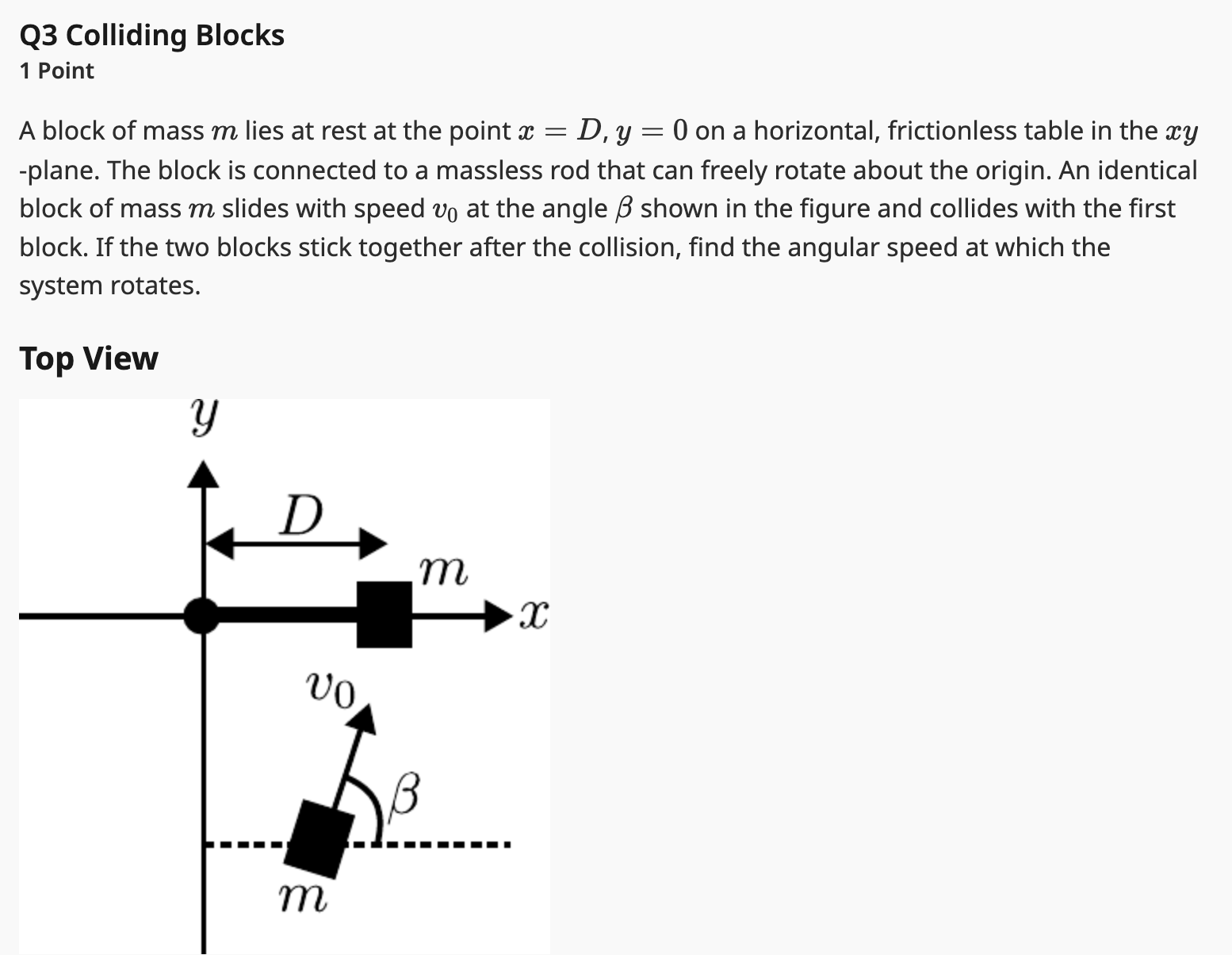Solved 1 Point A block of mass m lies at rest at the point | Chegg.com