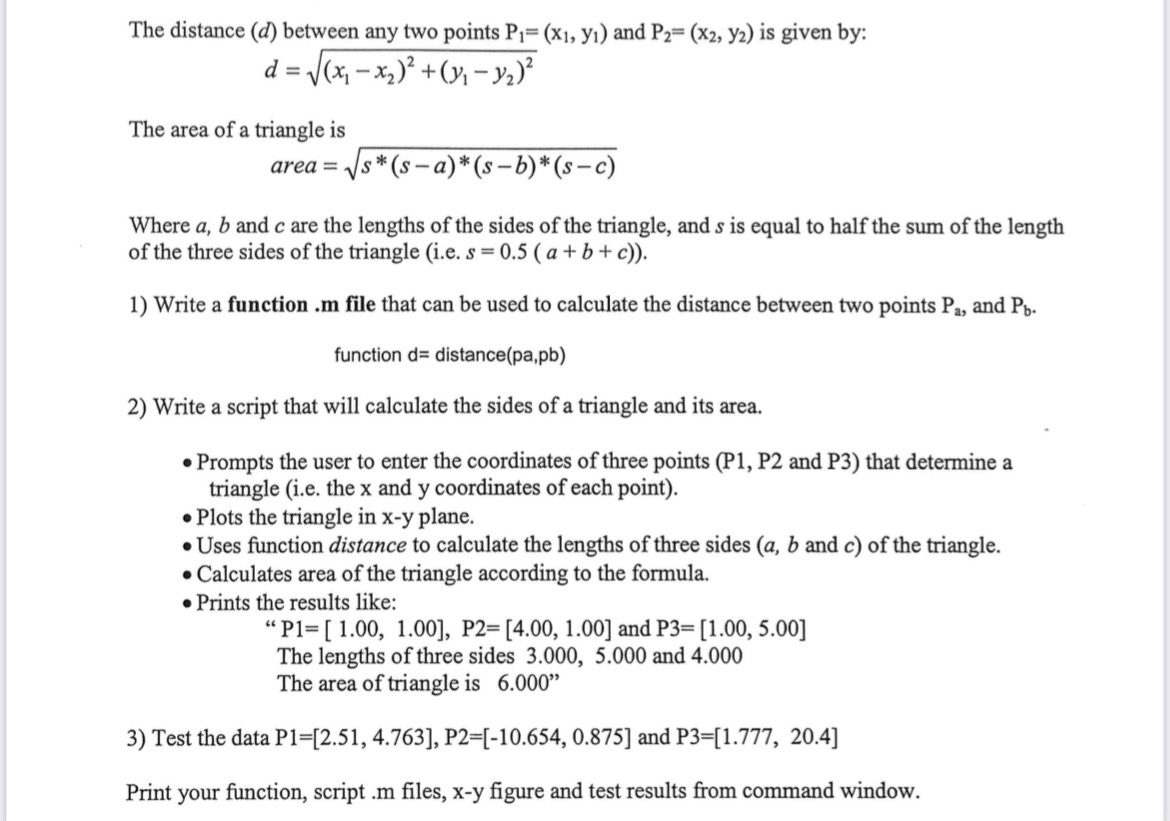 Solved The distance (d) between any two points P1=(x1,y1) | Chegg.com