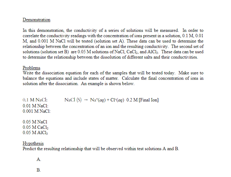 Solved Demonstration In this demonstration, the conductivity | Chegg.com