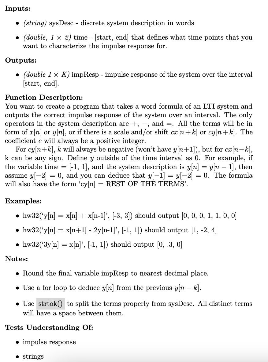 Solved Write a .m function to do the following for Signals | Chegg.com
