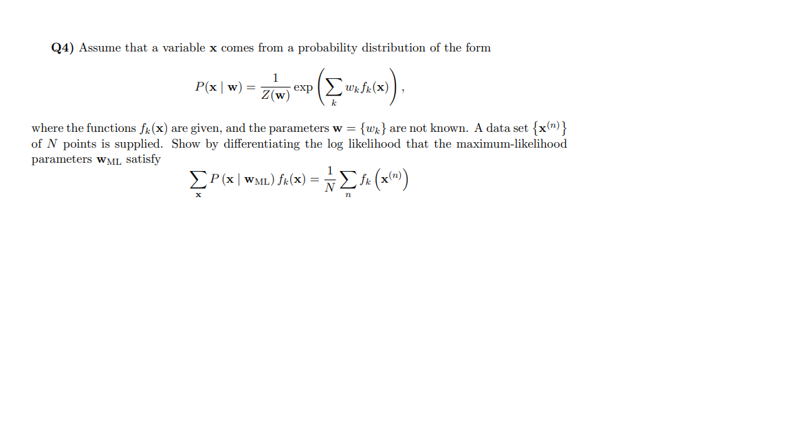 Solved Q4) Assume that a variable x comes from a probability | Chegg.com